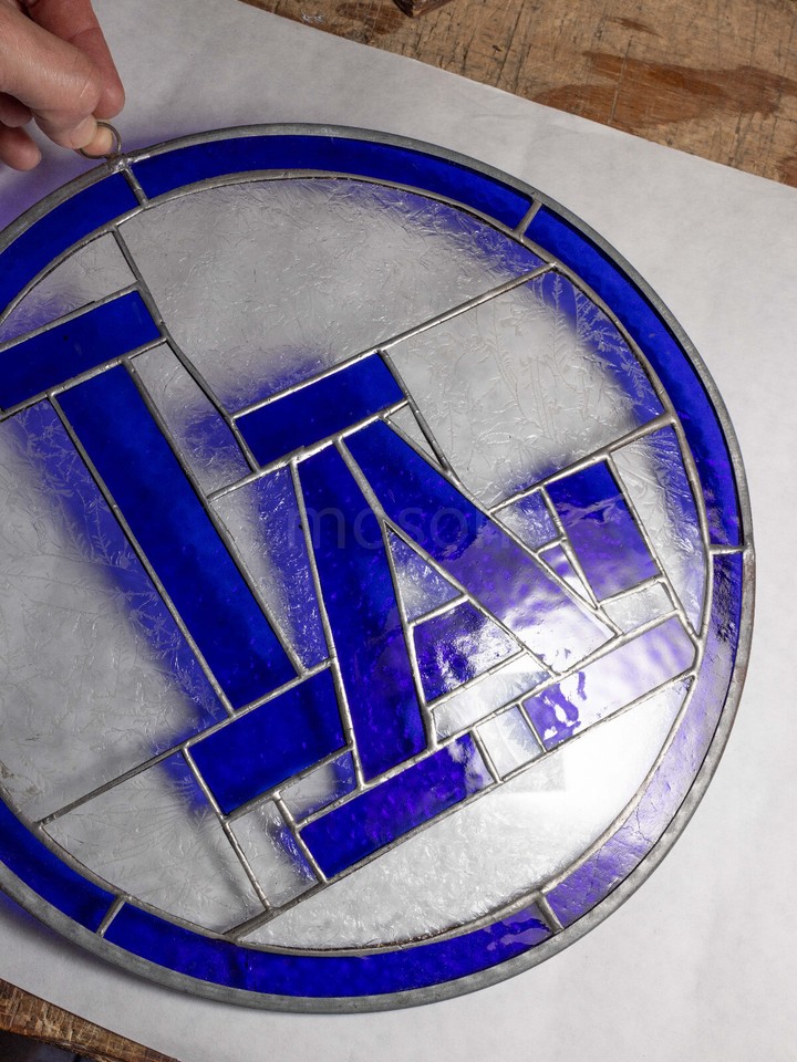 LA DODGERS MLB BASEBALL Stained glass Tiffany Style Window Hanging 12 ...