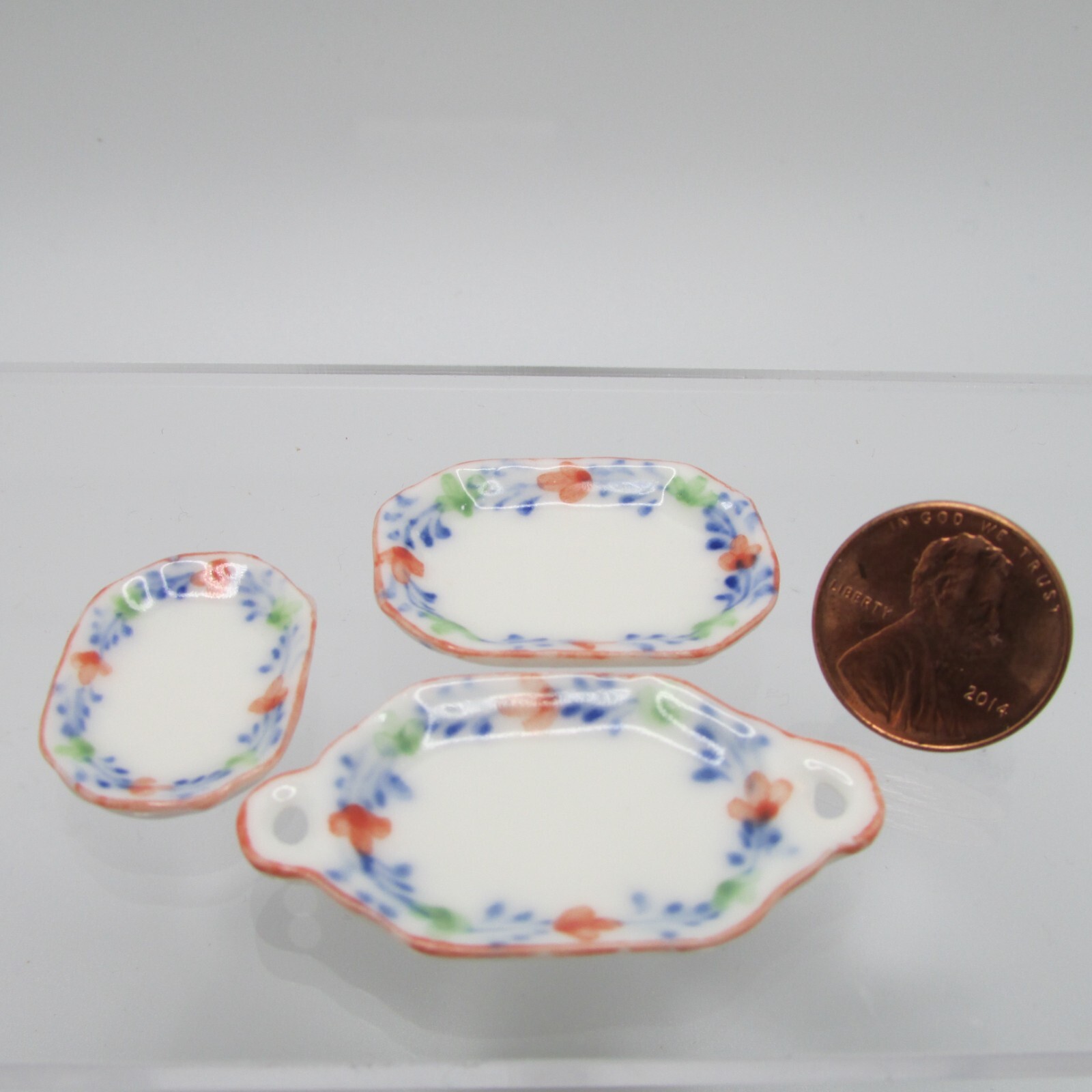 Dollhouse Miniature Floral Ceramic Dinnerware Serving Set 3 Pieces ...