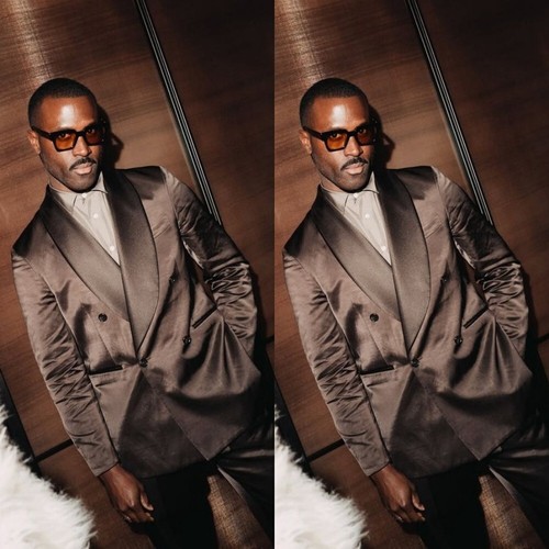 2Pcs Brown Satin Men's Suits Double Breasted Tuxedos Wedding Prom Party ...