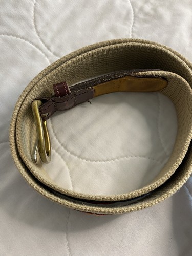 Men’s Skippers Belt Canvas Leather Size 36 Nautical Flags Preppy | eBay