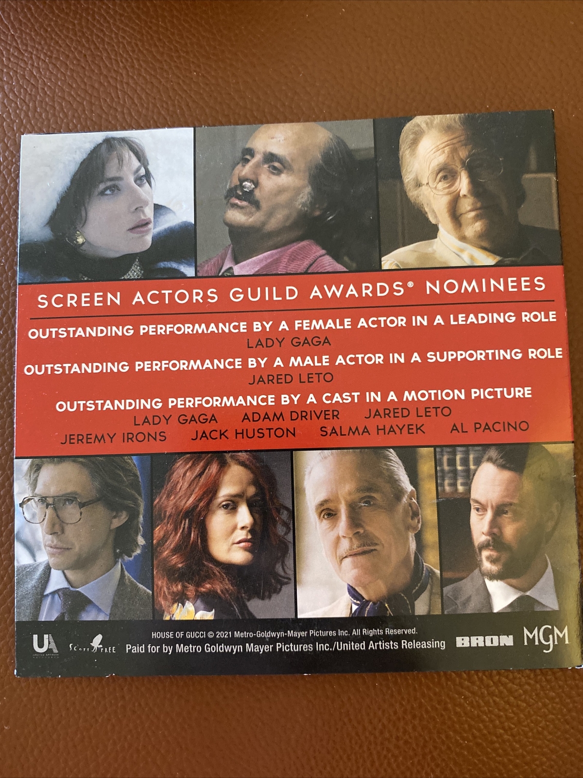 HOUSE OF GUCCI~DVD~ FYC LADY GAGA~Jared Leto~Adam Driver~Al Pacino ...