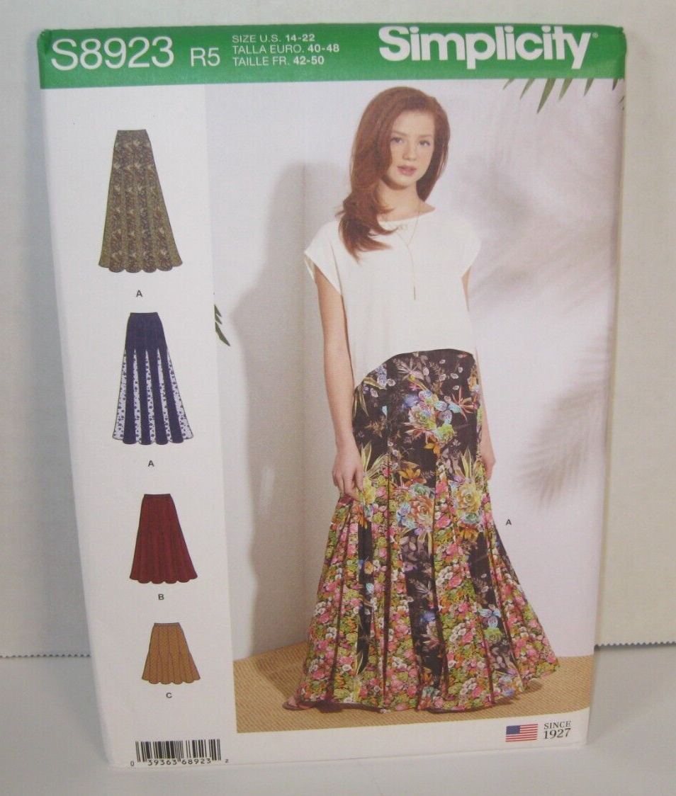 Simplicity S8923 Misses Pull-on Skirt Three Lengths Size 14-22 Uncut R5 ...
