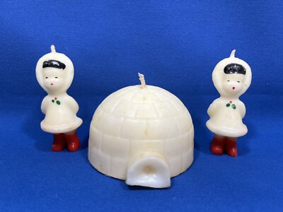 VTG 1960's Unburned TAVERN Christmas Candle Set Igloo & 2 Eskimos ...