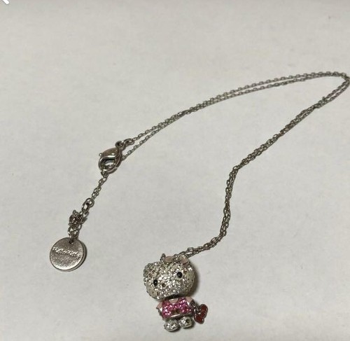 Swarovski Hello Kitty Necklace Pendant Crystal Pink White Very Good | eBay