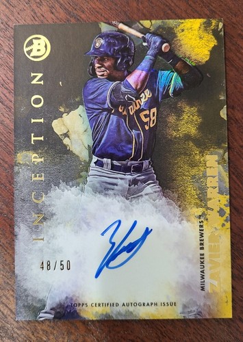 2021 Bowman Inception ll Zavier Warren On-Card Auto #/50 Gold Foil ll ...