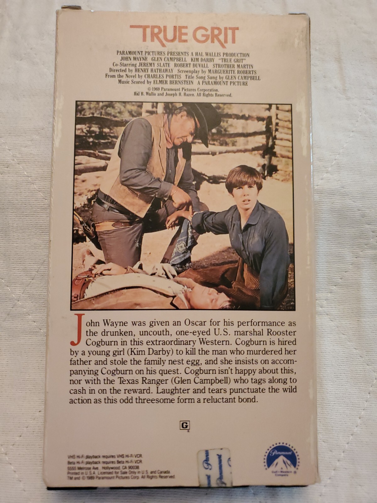 TRUE GRIT Paramount Used VHS 1989 John Wayne Glen Campbell Kim Darby ...