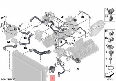 Genuine BMW G11 G12 G14 G15 G30 750i 750iX Hose Radiator-Engine ...