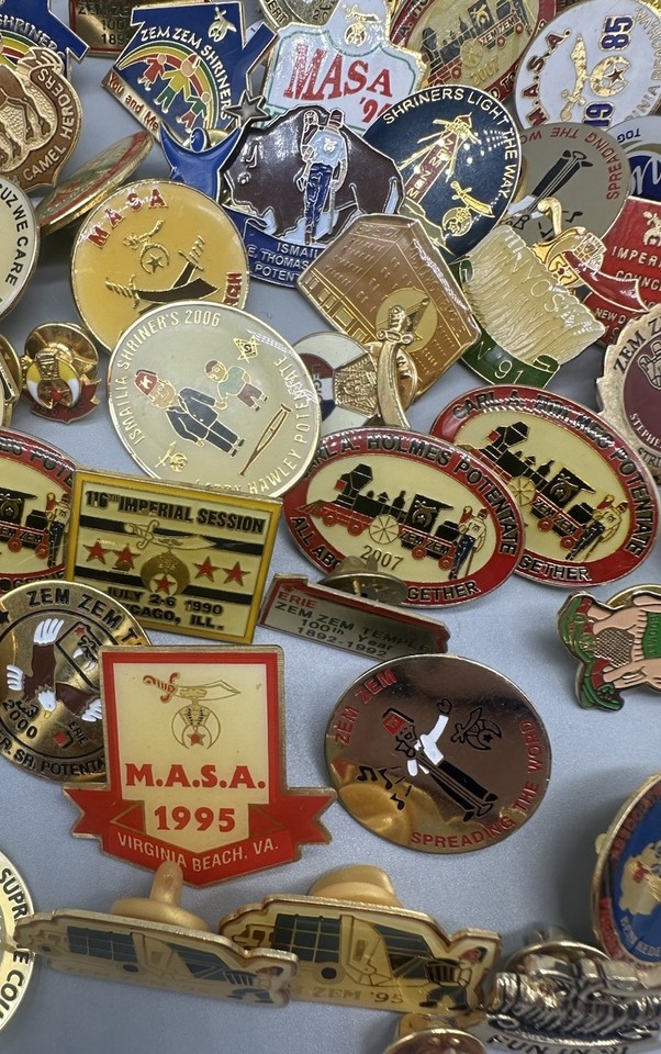 Lot 100+ Shriner Masonic Zem Zem Temple Pins Badge Ribbon Lapel Pin ...