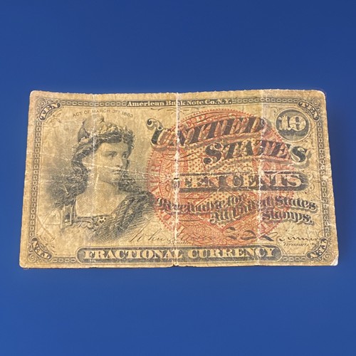 1863 10 Cents US Fractional Currency Civil War Note Fourth Issue ...