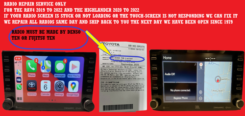 JBL GPS OR NON JBL GPS RADIO REPAIR SERVICE 19 20 21 22 TOYOTA RAV4 ...