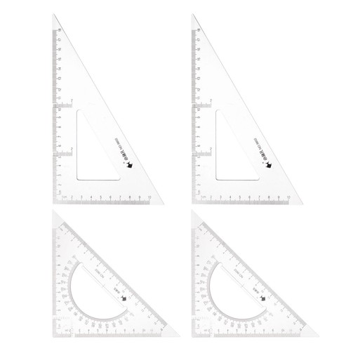 4piece Triangle Ruler Square Set 18cm, 16cm 30/60 and 45/90 Degrees ...
