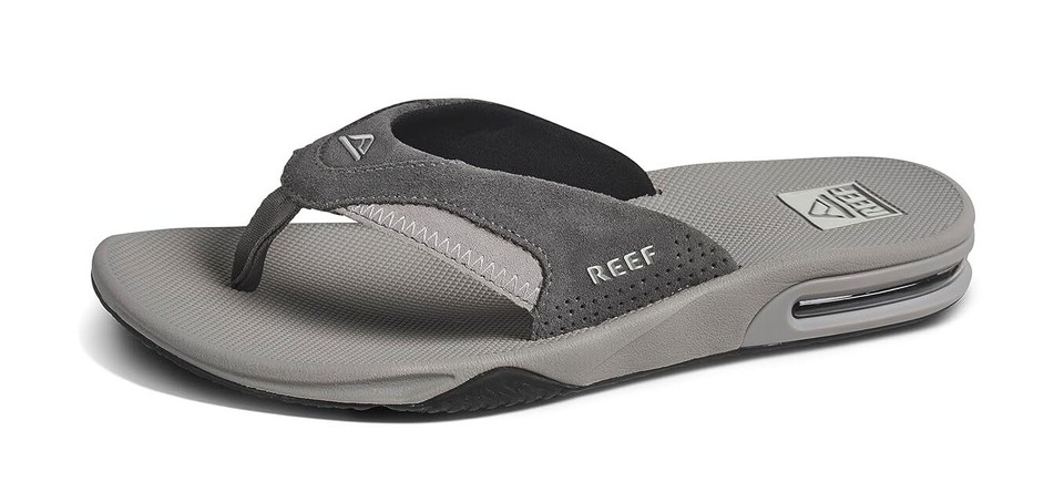 REEF FANNING GREY SUEDE/BLACK GRAY FLIP FLOPS THONG SANDALS BEACH US ...