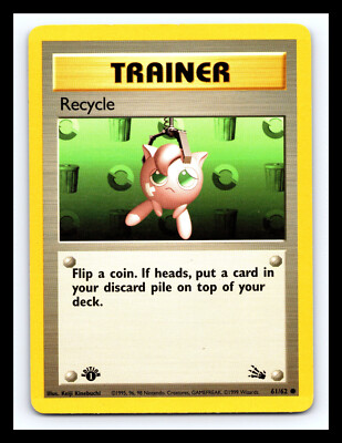 💥 1st Edition Trainer Recycle 61/62 | Fossil Set 1999 | Pokemon Vintage ...