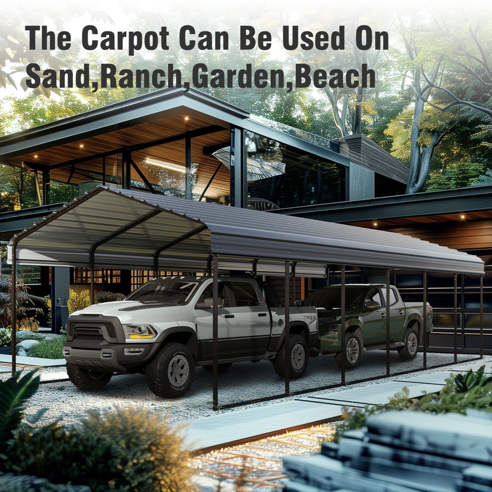 12x30' Metal Carport Heavy Duty Upgraded Reinforce Car Shelter Garage ...