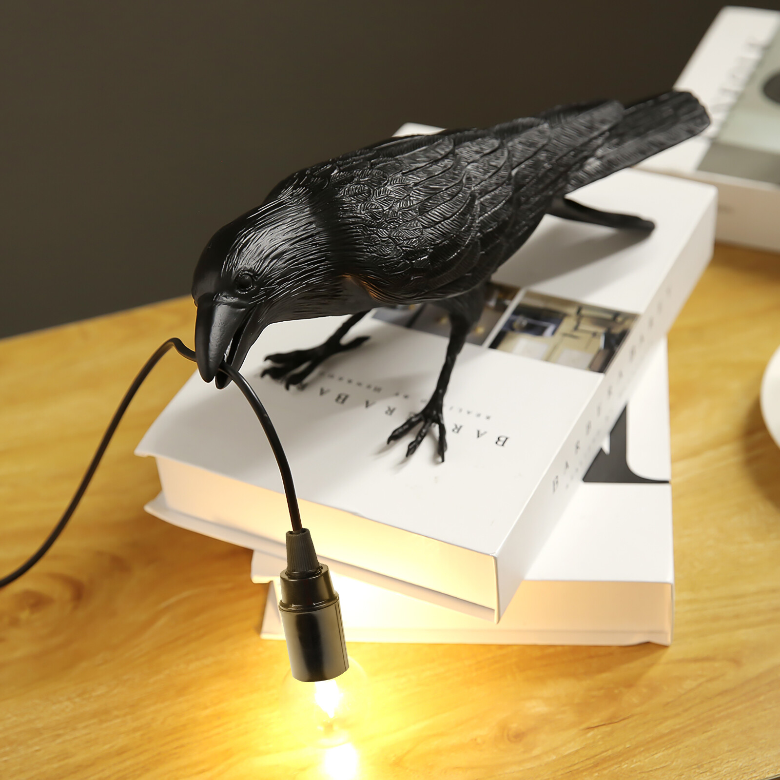 Table Lamps Resin Crow Desk Lamp Bedroom Bird Shape Wall Sconce Light ...