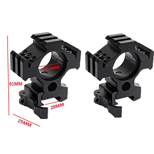 2Pcs QD High 1''& 30mm Rifle Scope Rings Mount with 3 Side 20mm ...