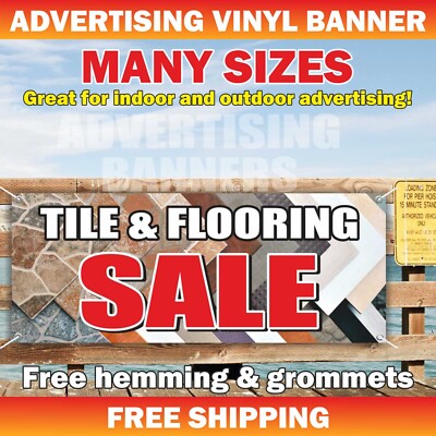 TILE FLOORING SALE Advertising Banner Vinyl Mesh Sign Carpet Tile Shop ...