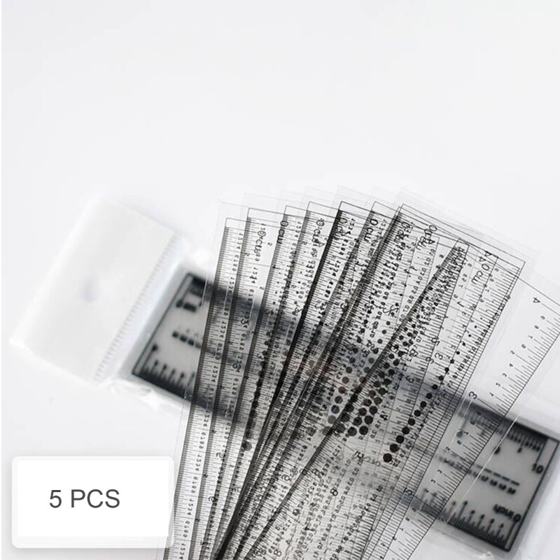 5 Pcs/Set Flexible Nail Measure Ruler Soft Manicure Ruler Clear Nail ...