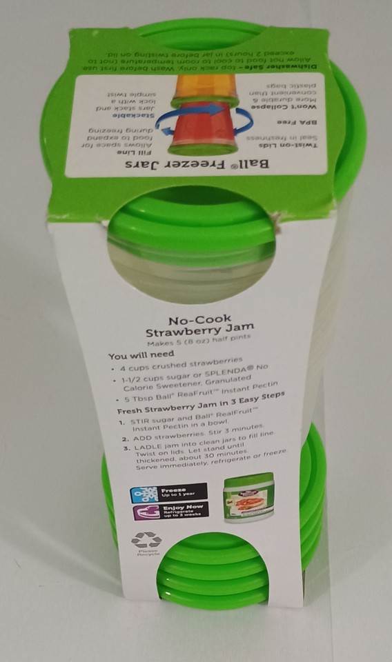 BALL 5 8oz Freezer JARS Stack-Lock-Store Twist-Lock-Design Clear Brand ...