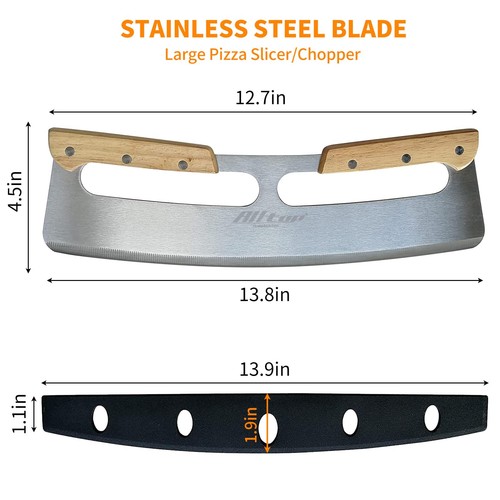 Pizza Cutter Rocker,Stainless Steel Blade Knife With Double Wooden ...