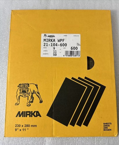Mirka 21-104-P600 Waterproof Sandpaper Sheets 9" x 11" 600 Grit, 50 ...