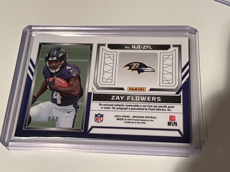 Zay Flowers 2023 Panini Obsidian Rookie Dual Patch Auto 8/8 RPA Ravens ...