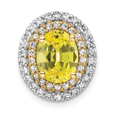 14K Two-tone Gold Lab Grown Diamond & Lab Created Yellow Sapphire ...