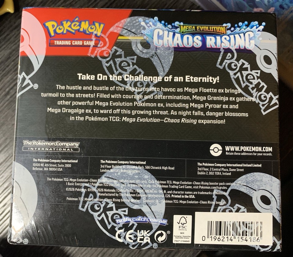Pokemon TCG ME04 Chaos Rising BOOSTER BOX Factory Sealed 36 Packs ...