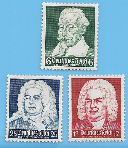 German Third Reich 1935 Bach Schutz Handel Stamp Set WW2 ERA Mi# 573 ...