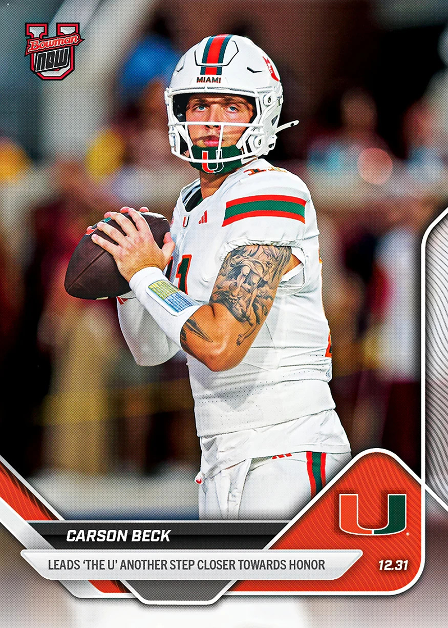 Carson Beck Miami U Orange Bowl 2025-26 Bowman U NOW