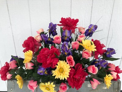 Easter Mothers Day Tombstone Saddle Spray Sympathy Cemetery Flowers ...