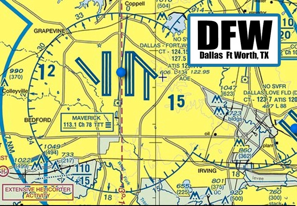 DFW Airport Sectional Map Handmade 3.25" x 2.25" Fridge Magnet (MM10509 ...