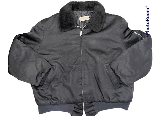 Vintage B-15D Military Flight Bomber Jacket XL Nylon Sherpa Fur Collar ...