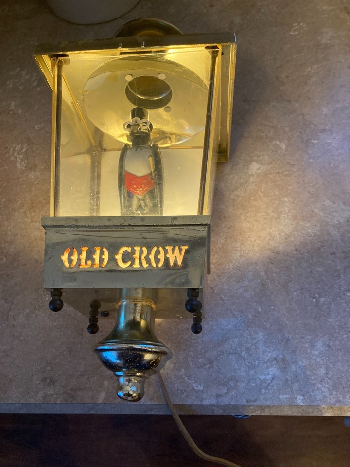 Old Crow Whiskey Lamp Post Light Vintage RARE Breweriana Bar Works ...