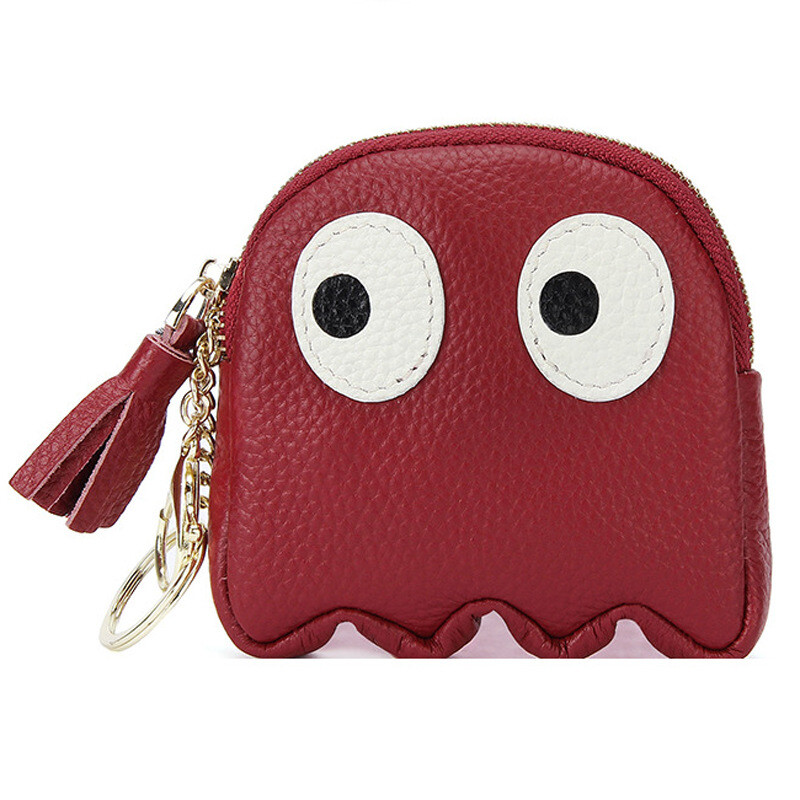 Cartoon Ghost Cute Genuine Leather Coin Purse Mini Change Pouch with ...