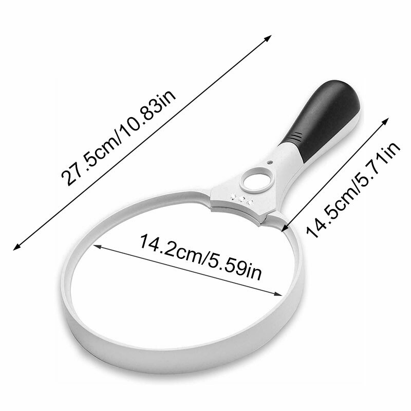 25X Extra Large Strong Magnifying Glass 3 Bright LED Zoom Hand Held ...