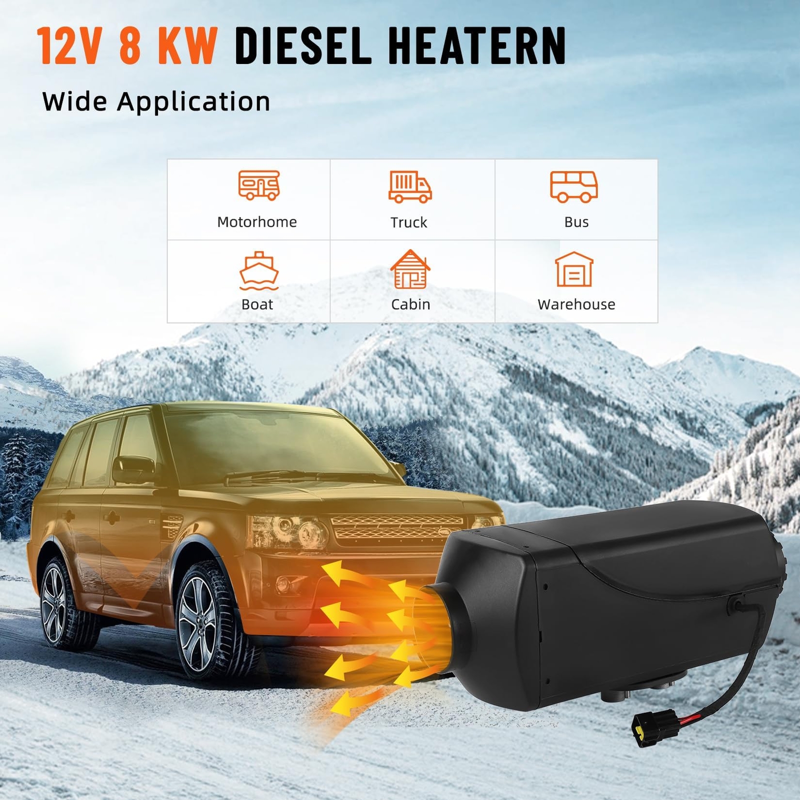 12V 8KW Diesel Air Heater, Remote Control and LCD Display Diesel Heater ...