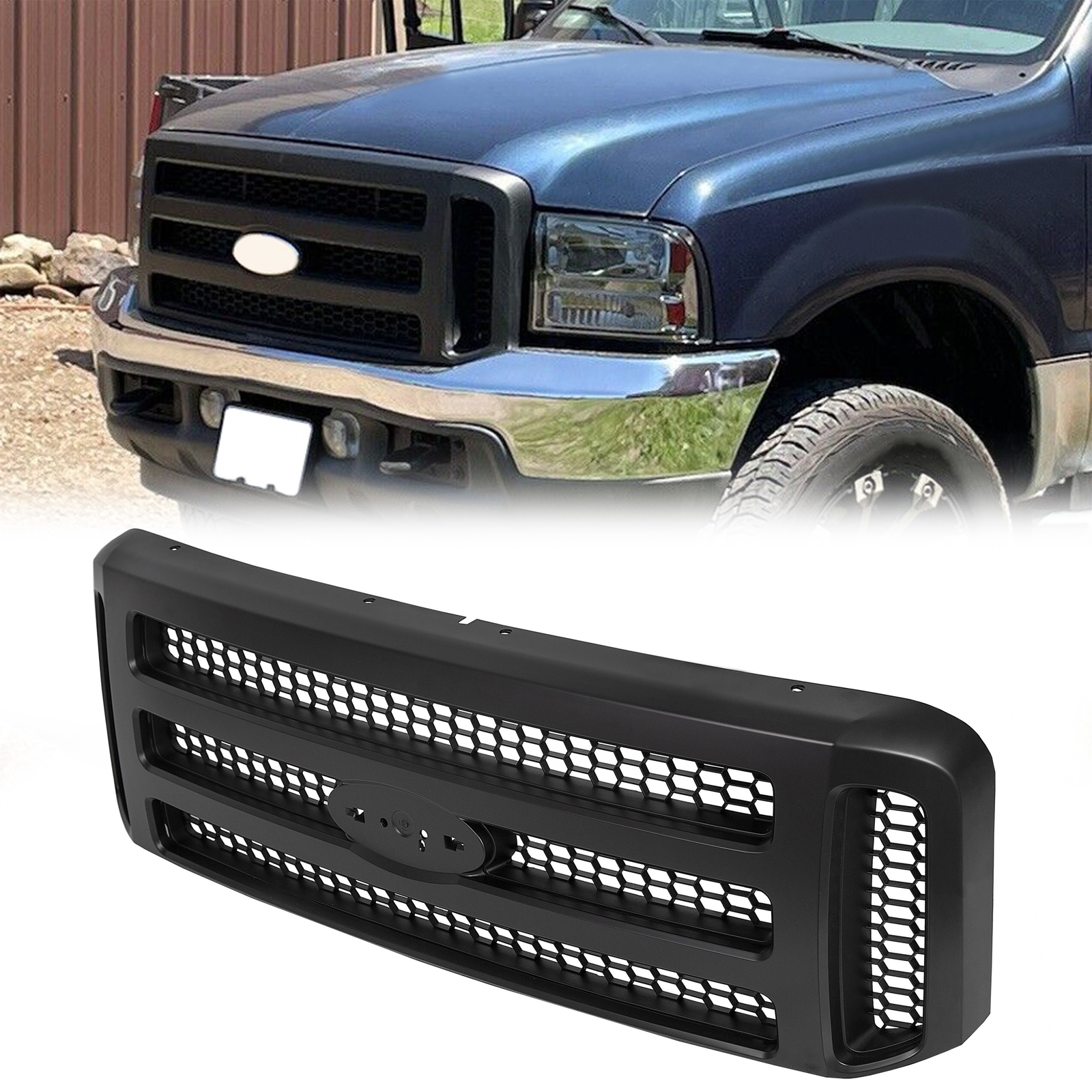 1999-2004 Ford F250 F350 F450 F550 Matte Black Grille Conversion For ...