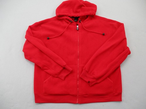 Coaco Fleece Jacket Women's Large Red Full Zip Adjustable Hood Warm ...