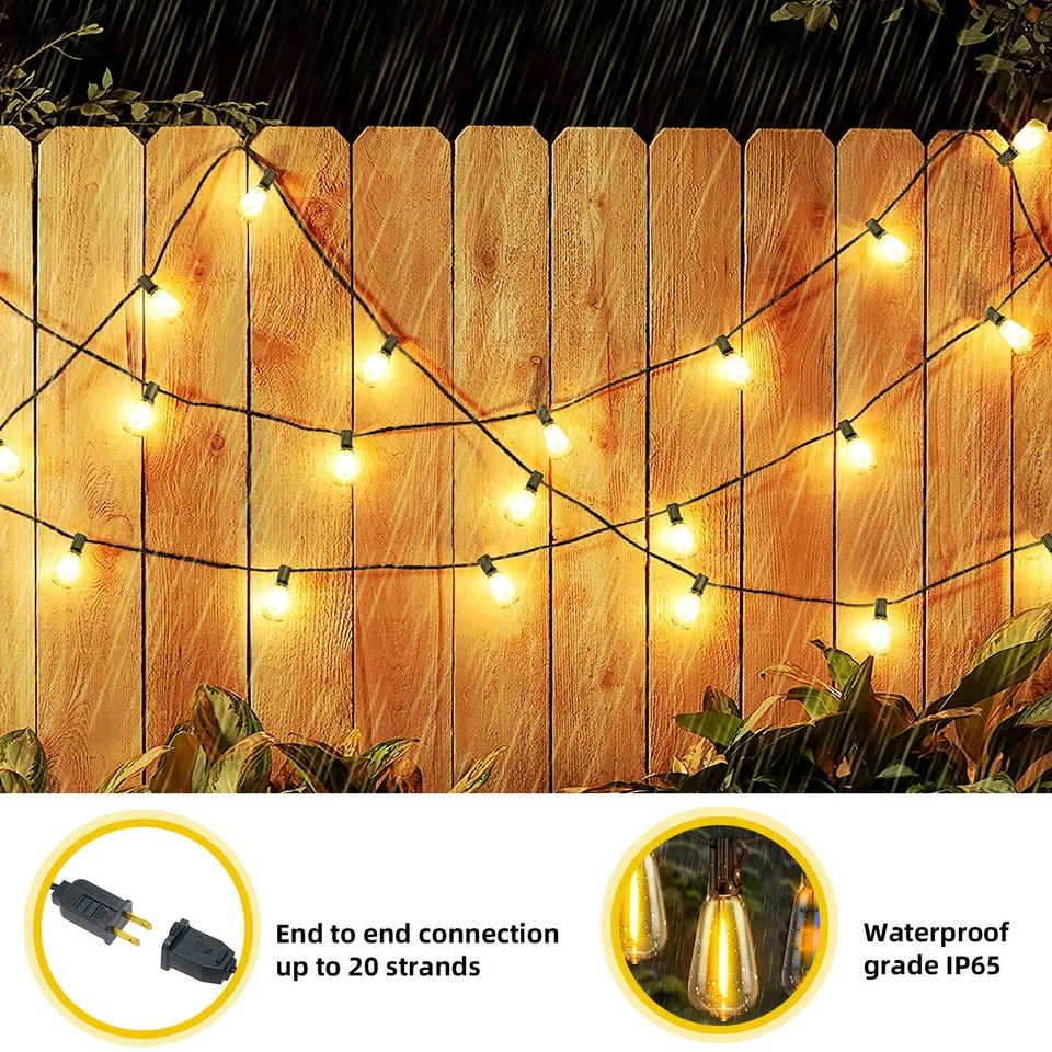 String Lights - 100 Feet LED Outdoor String Lights - Shatterproof ...