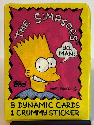 The Simpsons Sealed Wax Pack Topps 1990 Bart On Wrapper 8 Cards And 1 ...