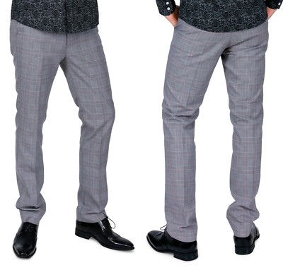 Relco Men's Prince Of Wales Check Sta Press Trousers Stay Pressed Golf ...