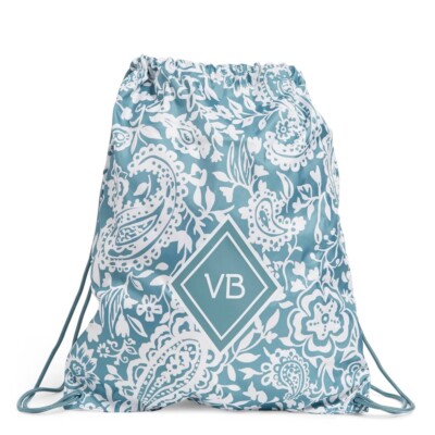 Vera Bradley Drawstring Backsack Bag in Eden Paisley Blue Pattern. | eBay