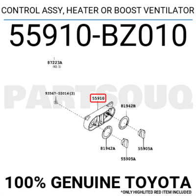 55910BZ010 Genuine Toyota CONTROL ASSY, HEATER OR BOOST VENTILATOR ...