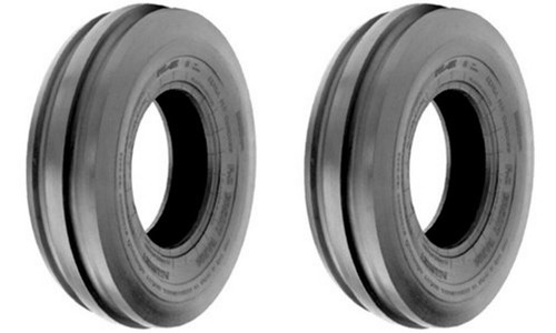 TWO 7.50-18 TIRES 750-18 7.50x18 F-2 Tri 3 Rib Front Farm Tractor steer ...