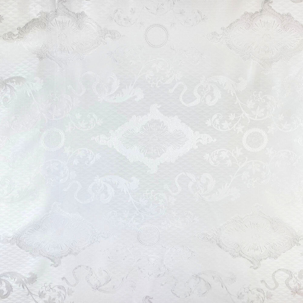 White/White Damask Jacquard Brocade Fabric 118" By the Yard Many Design ...