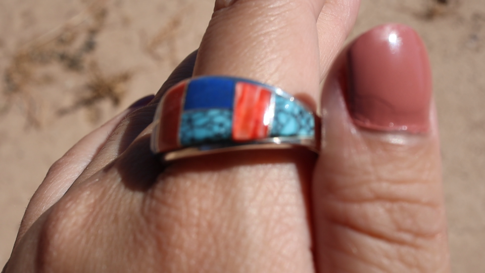 Navajo Multi Stone Inlay Ring Signed Handmade Native American Jewelry ...