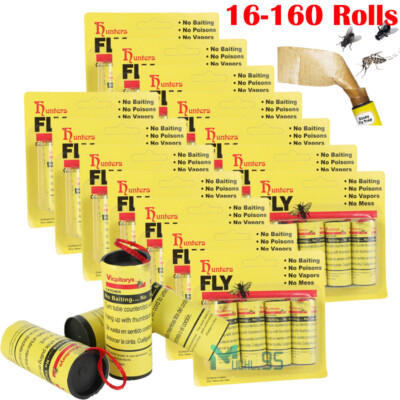 160 Rolls Insect Bug Fly Glue Paper Catcher Sticky Flies Trap Ribbon ...