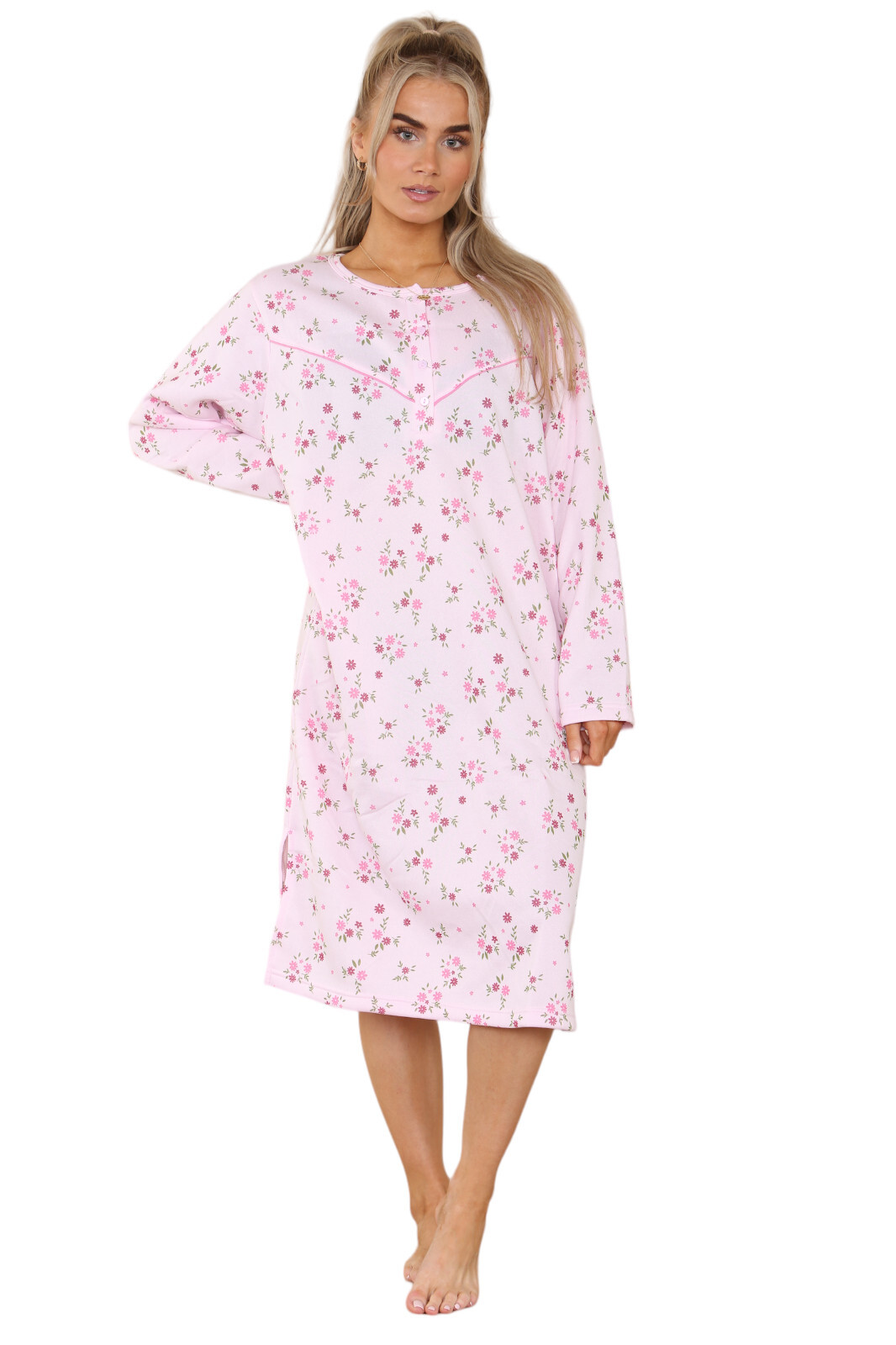 Ladies FLEECE Nightie Thermal DAISY PRINT WINTER WARM PJ Nightwear ...
