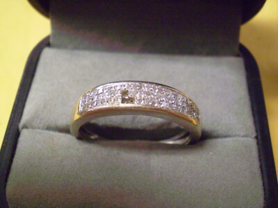 14K Yellow Gold Ladies 69 Diamond Row Band Ring 3.7 Grams Missing 3 ...